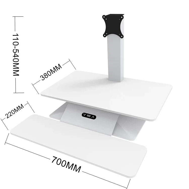 Intelligent Rising (White) Electrical Desk Riser (Dual monitors ...