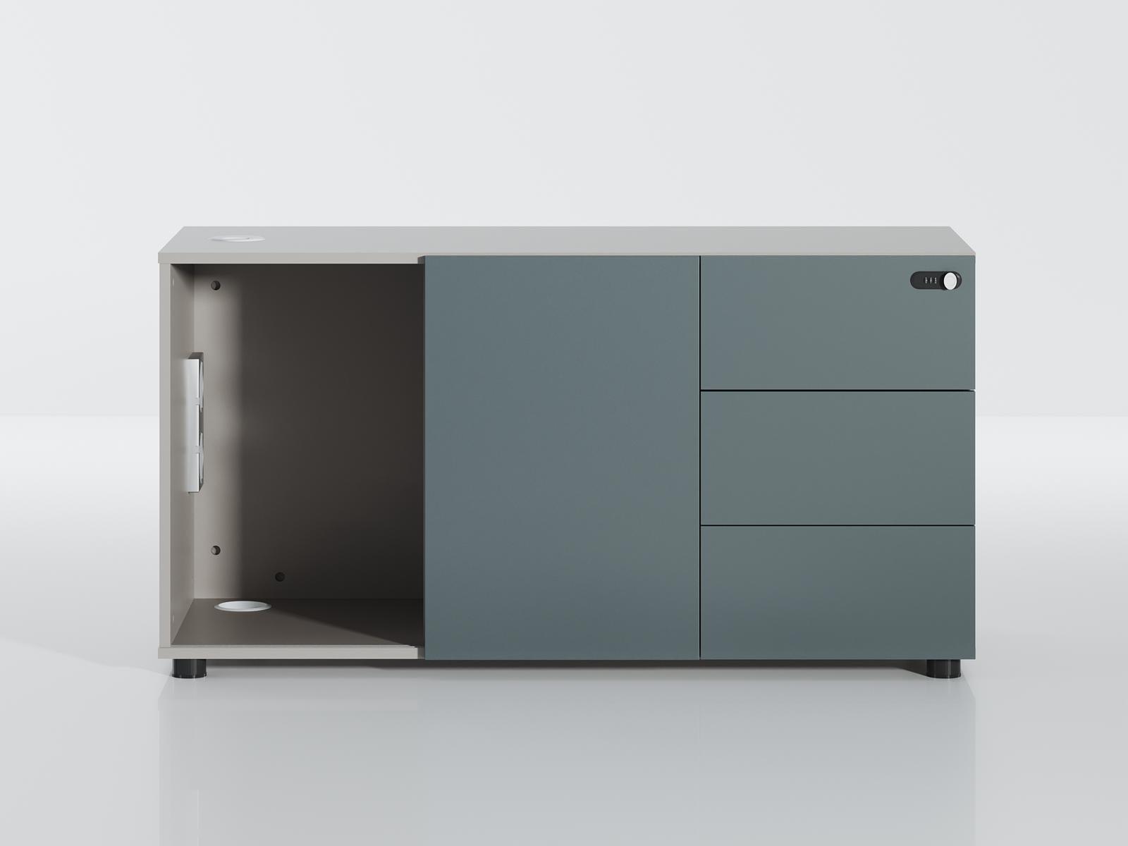 Desk Side return cabinet one side sliding and three layers drawers wit ...